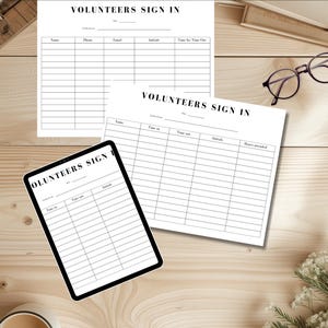 Volunteer Sign-in Sheet,printable Sign-up Form,volunteer Registration ...