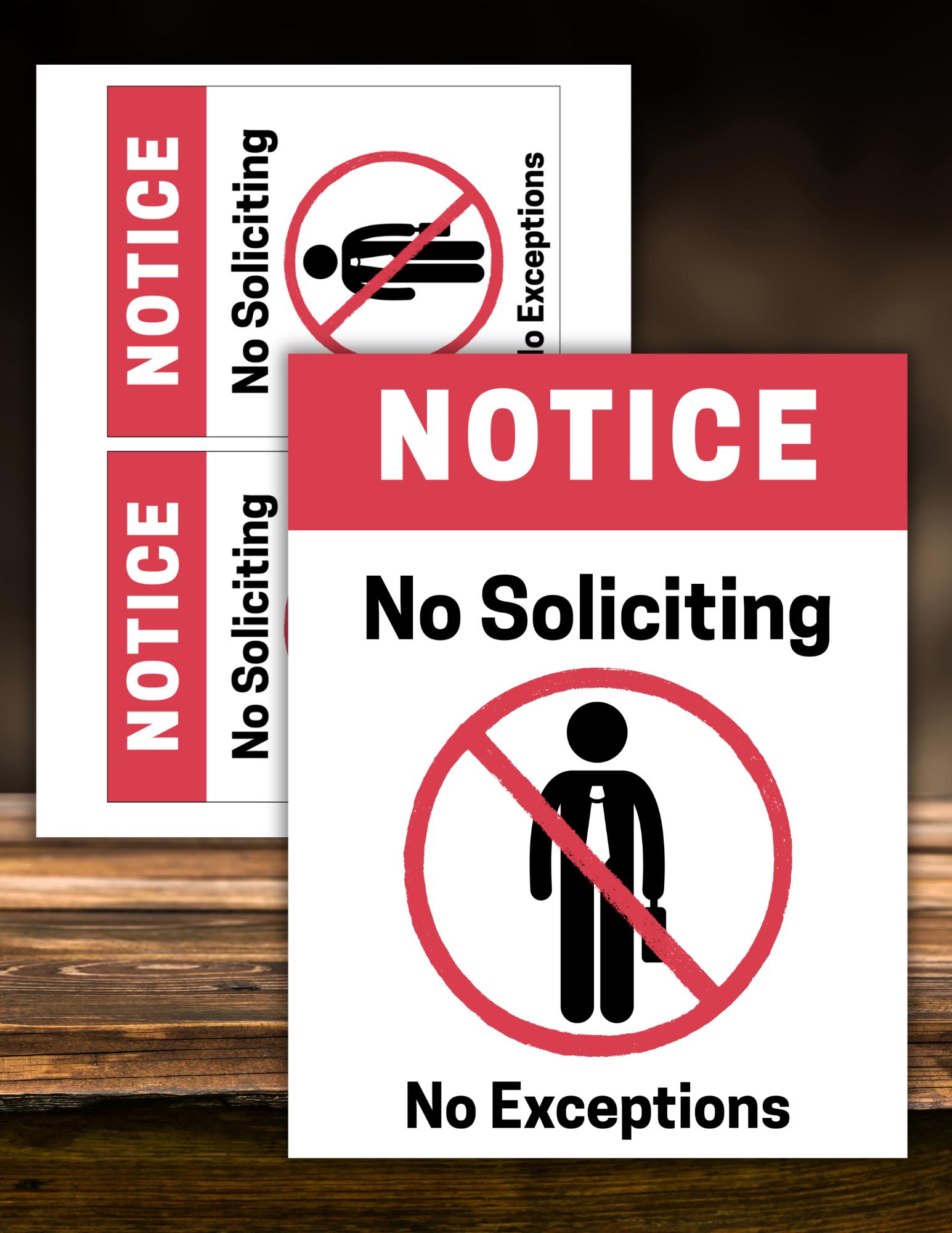 No Soliciting Sign,printable Home & Business Sign,politely Deter Door ...