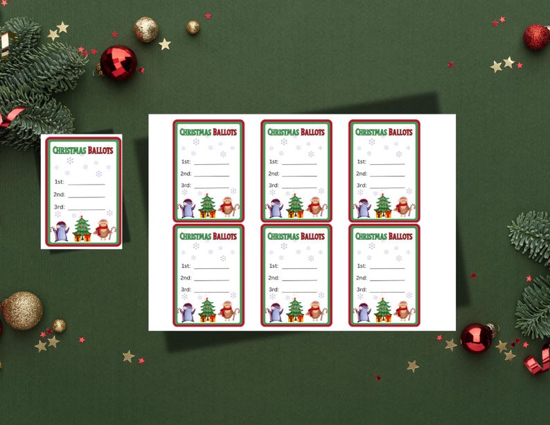 Christmas Voting Ballot Cards: Holiday Contest Printable, Christmas ...