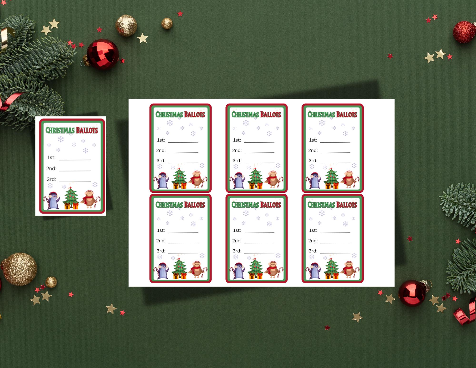 Christmas Voting Ballot Cards: Holiday Contest Printable, Christmas ...