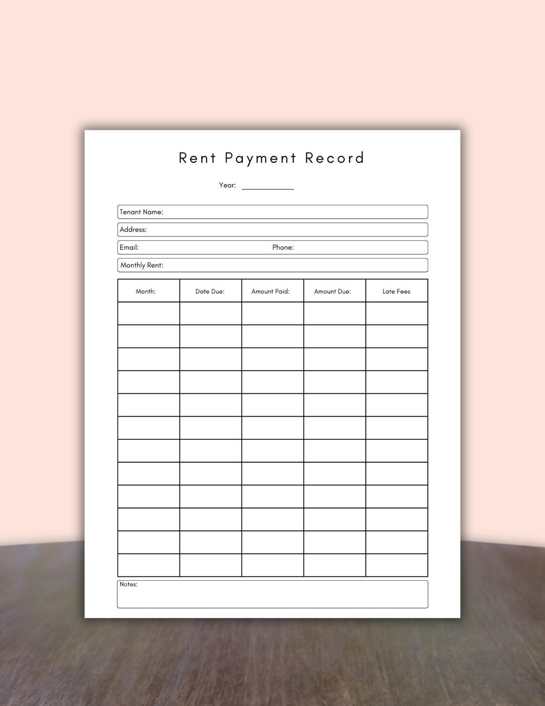 Rental Payment Tracker,printable Rent Log for Landlords & Tenants ...
