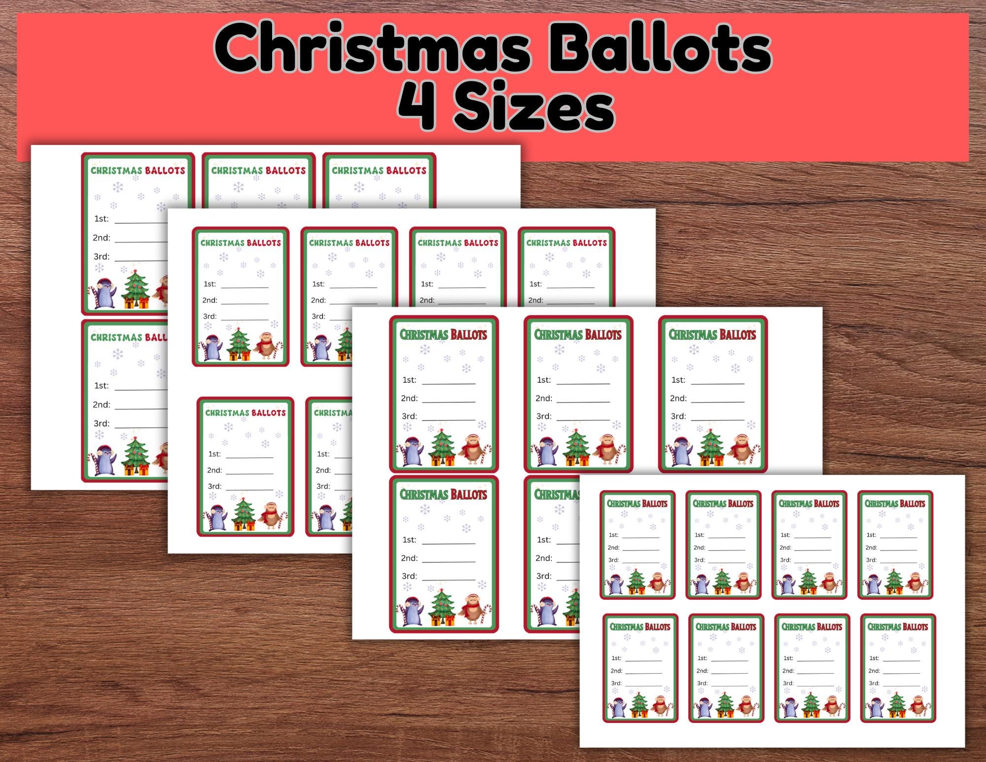Christmas Voting Ballot Cards: Holiday Contest Printable, Christmas ...