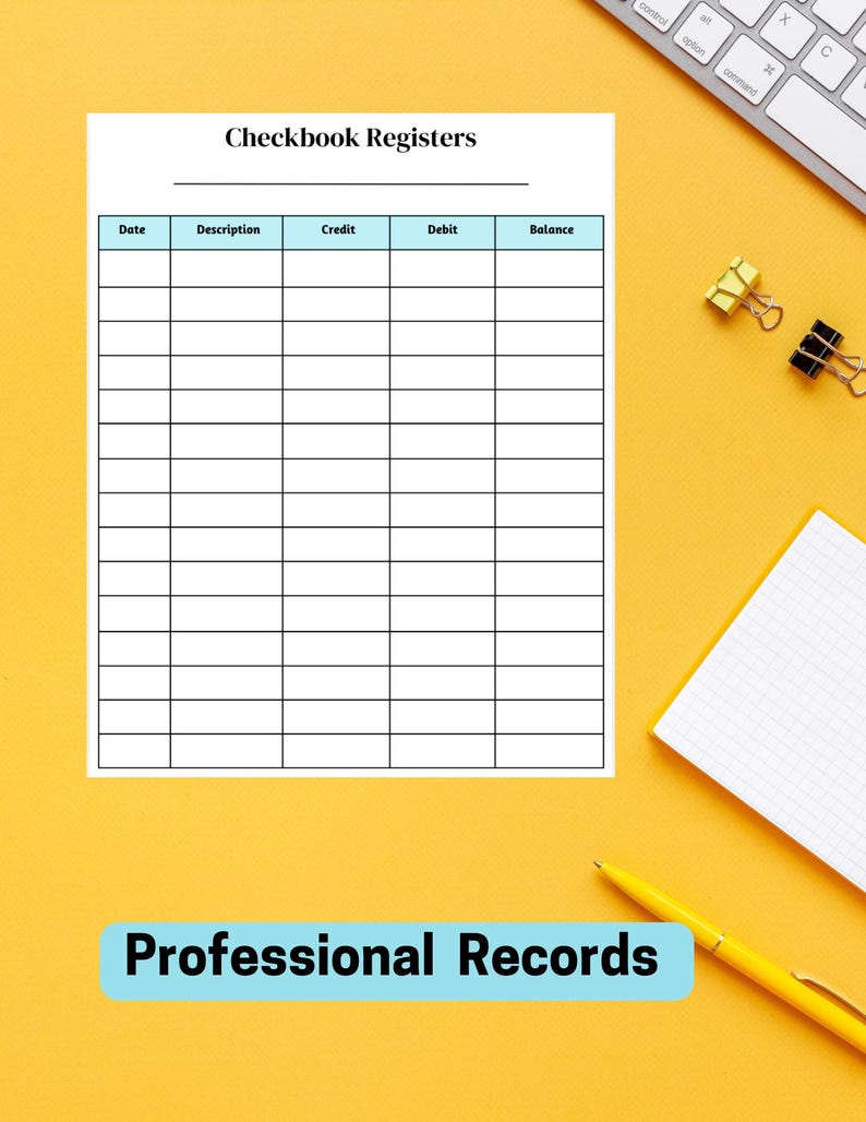 Printable Check Register for Personal and Business Use ,bookkeeping ...