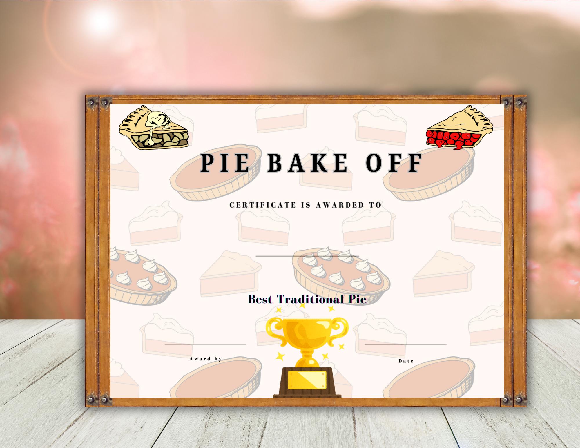 10 Pie Competition Awards Certificate Bundle,pie Contest Kit, Pie ...