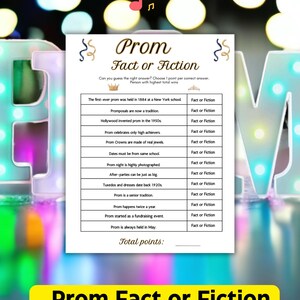 High School Prom Fact or Fiction, Prom Night Games, Printable Games for ...