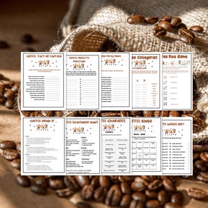 Coffee Games Bundle: Printable Cafe Party Activities, - Etsy