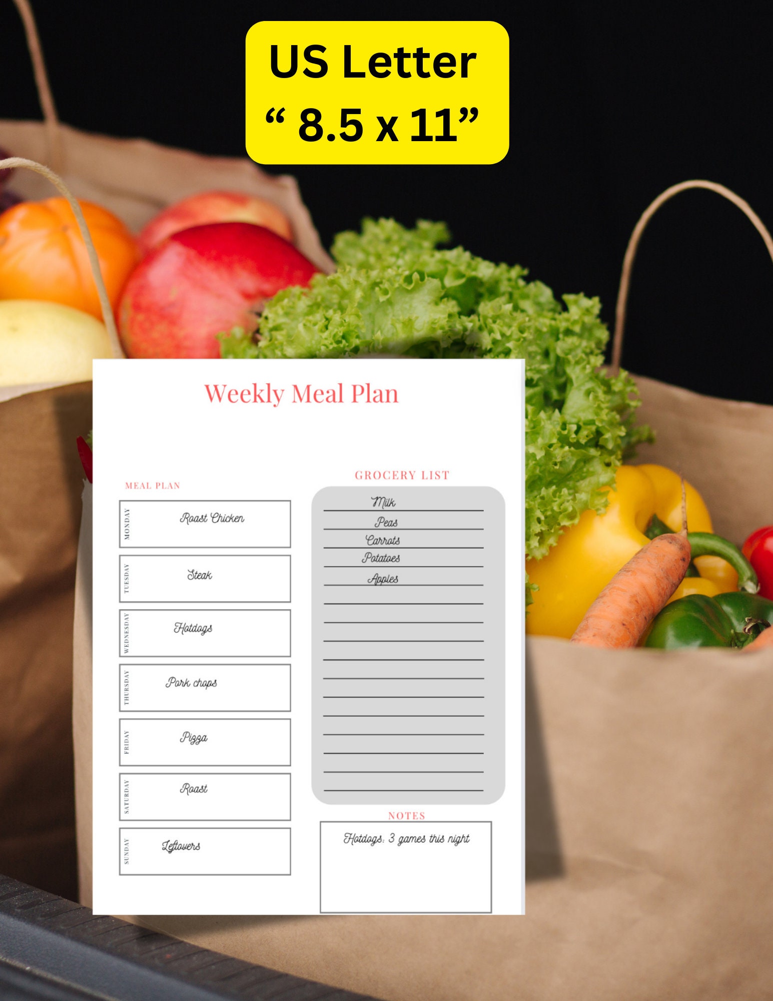 Editable Custom Freezer & Pantry Inventory Based Meal Planner and ...