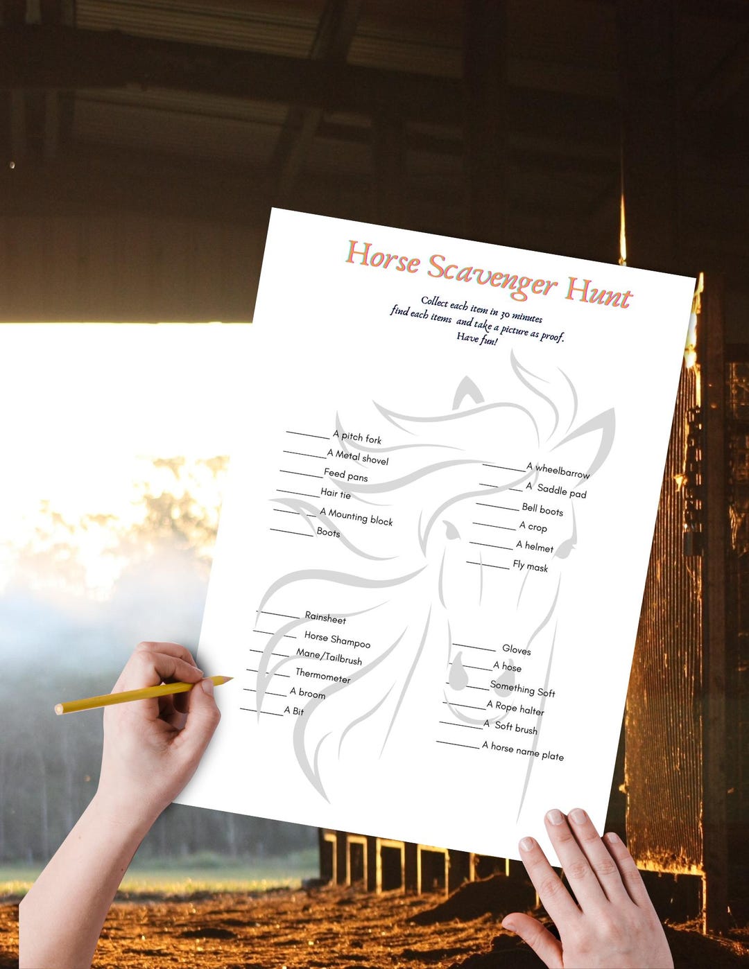 Horse Camp Scavenger Hunt Game,equine Activity, Horse Birthday Party ...