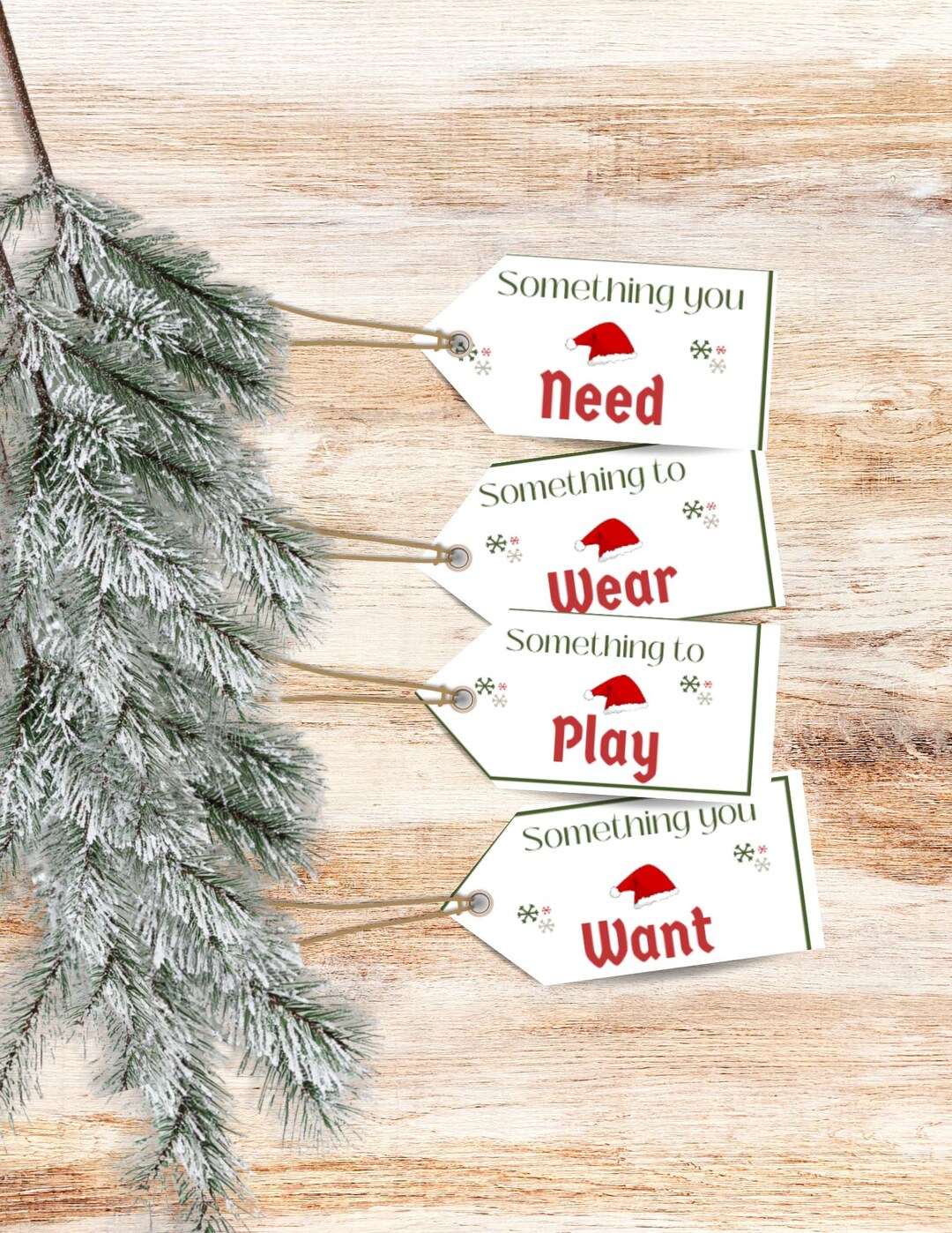 Printed Christmas Gift Tags,something You Want, Something You Need ...