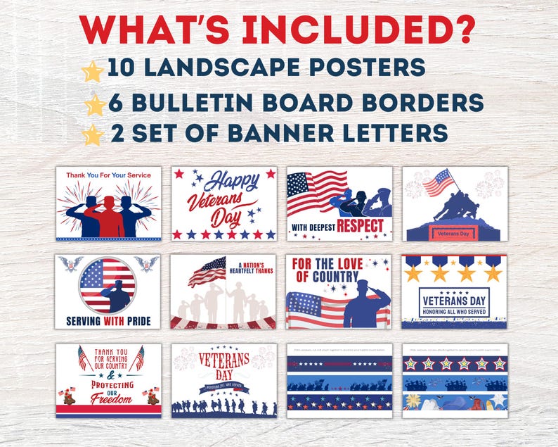 Veterans Day Bulletin Board Kit,november Bulletin Board, Patriotic ...