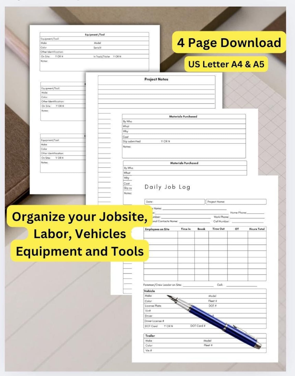 Daily Job Log,construction Site Management Report,daily Job Log ...