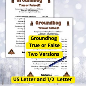 Groundhog Day Trivia Game: Kids & Adult True or False (printable PDF ...