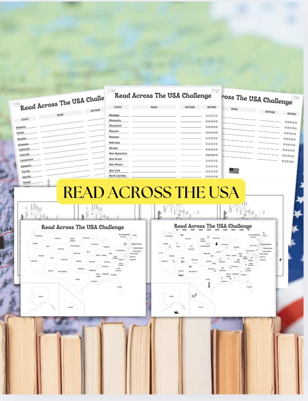 Read Across USA Challenge, Book Club Activities,printable Book Tracker ...
