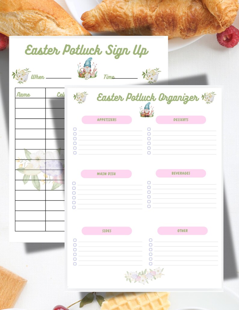 Printable Easter Potluck Sign up Sheet,easter Food Sign up Sheet ...