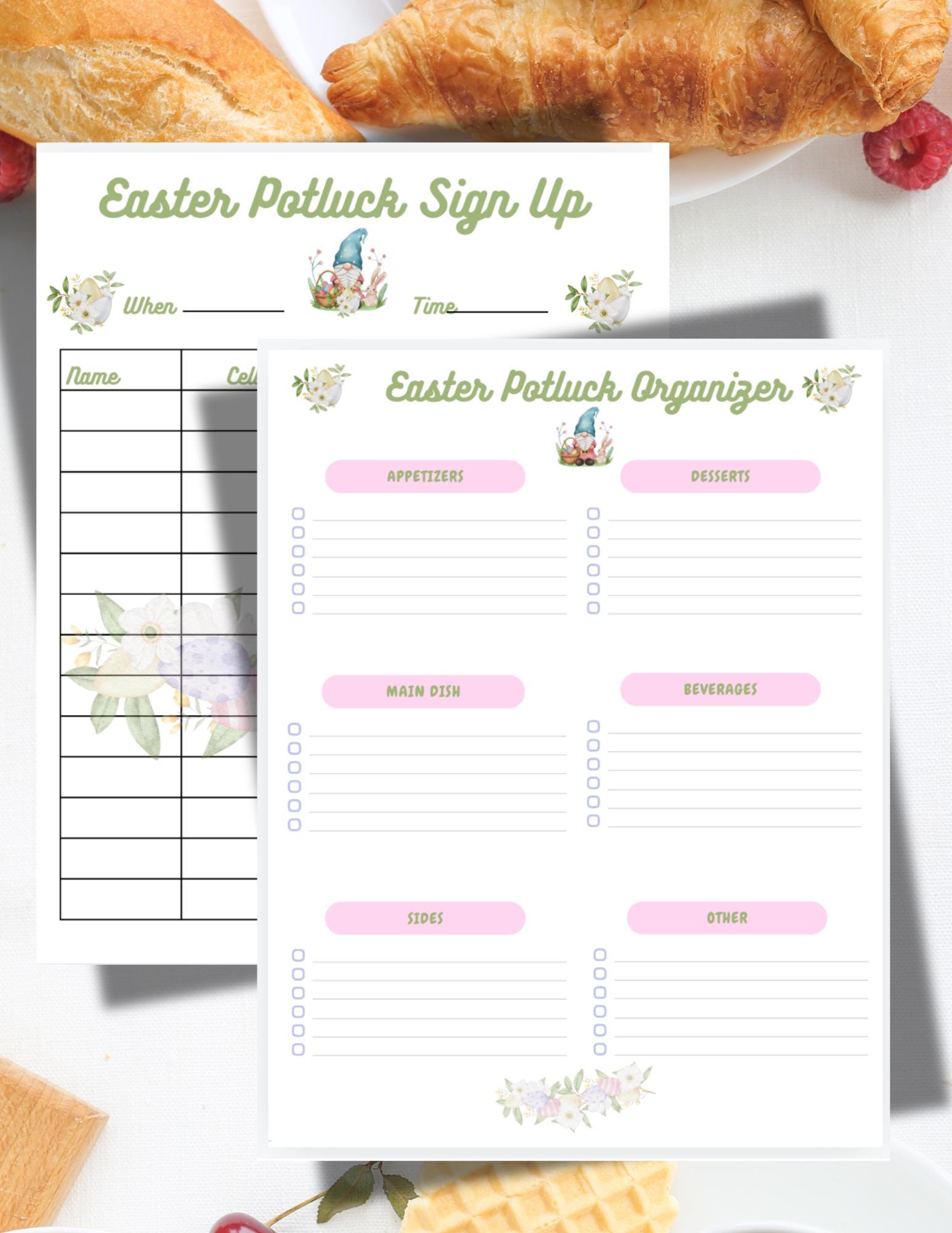 Printable Easter Potluck Sign up Sheet,easter Food Sign up Sheet ...