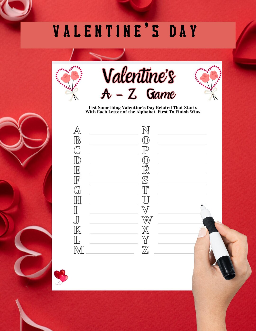 JUEGO A-Z de San Valentín, juego de fiesta A-Z de San Valentín ...