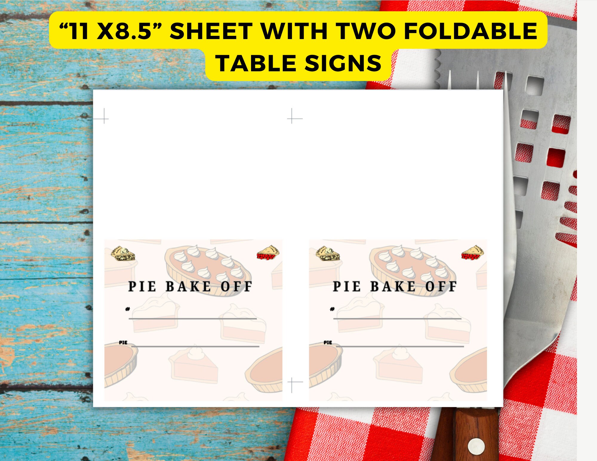 Pie Bake off Table Markers, Pie Baking Contest, Contestant Numbers ...