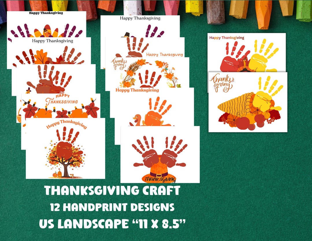 Thanksgiving Handprint Printable , Hand Print Art Craft Bundle for ...