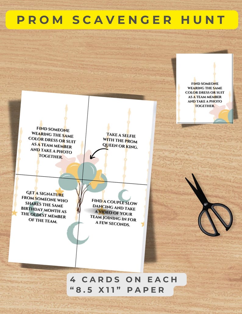 Printable Prom Themed Scavenger Hunt for Teens, High School Prom ...