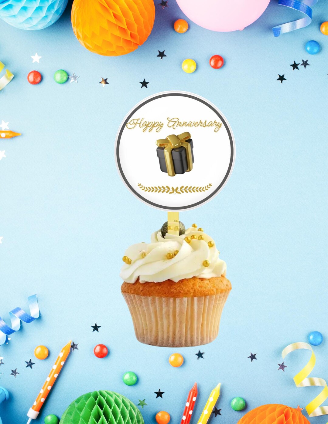 Cupcake Topper for Anniversary Parties,anniversary Cupcake Toppers ...