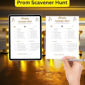 Printable Prom Scavenger Hunt Game (PDF Download), Prom Themed ...