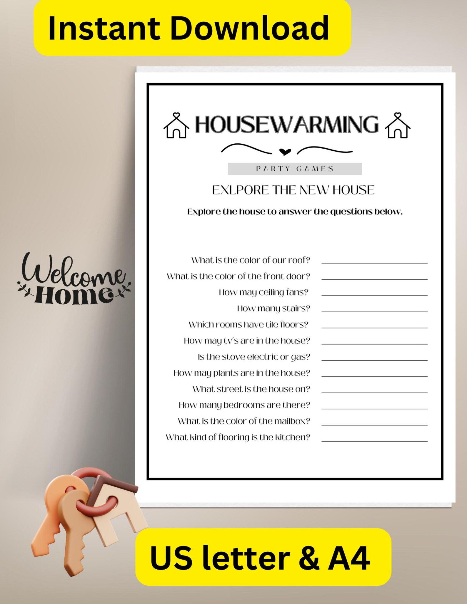 Housewarming Party Games Bundle: New Home Games (PDF Printable), New ...