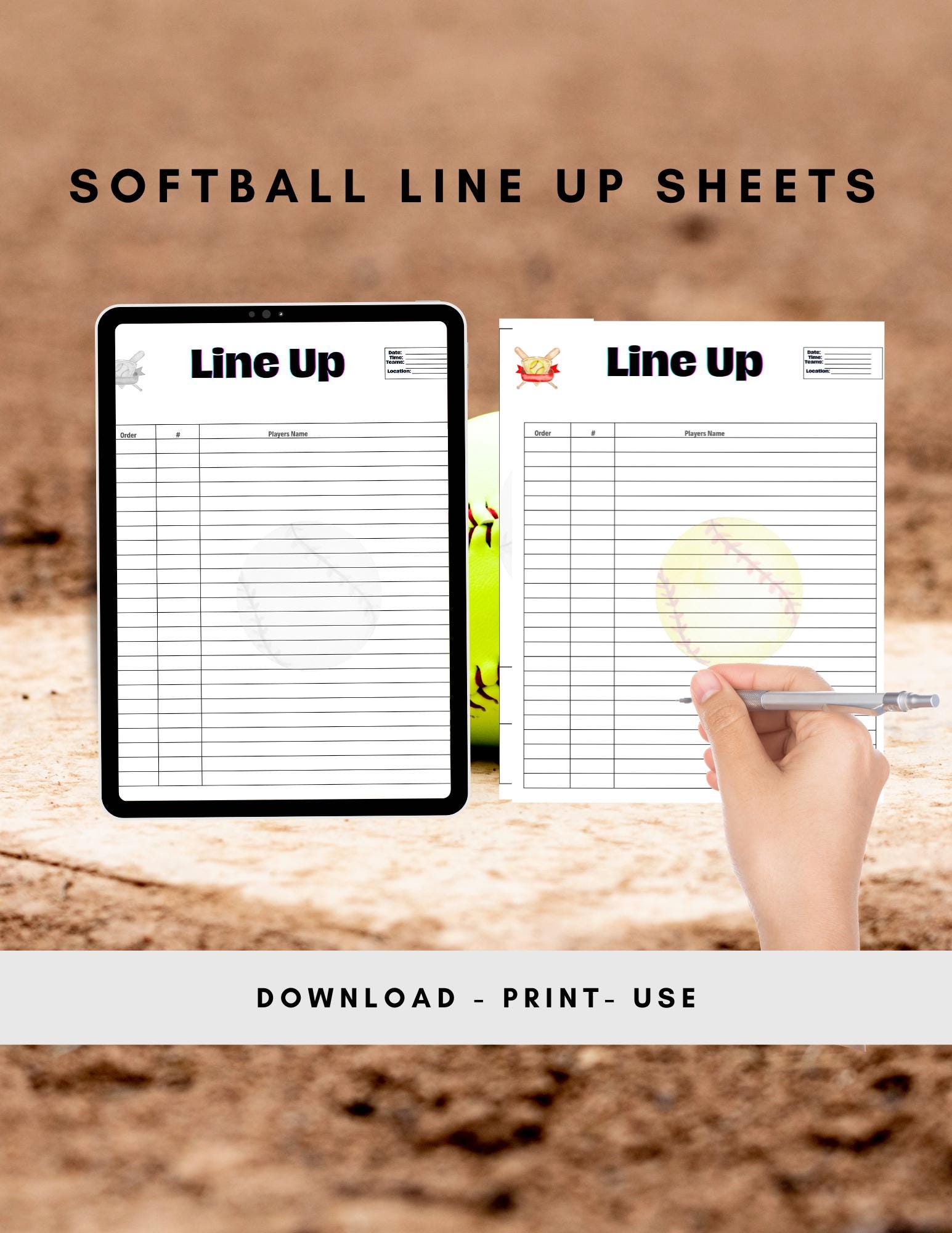 Softball Lineup Card Template,softball Player Roster,team Roster for ...