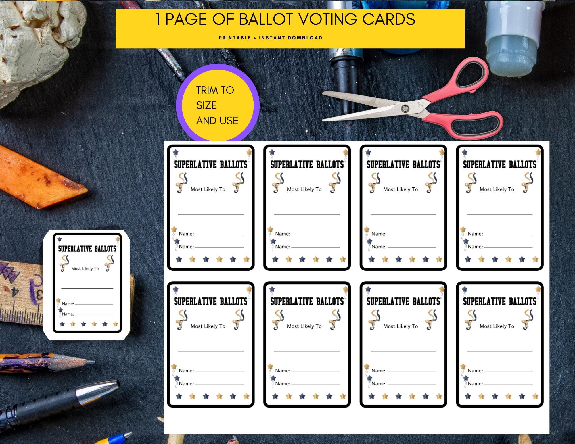 Printable Superlative Awards Ballots: Student Contest Votes, Senior ...