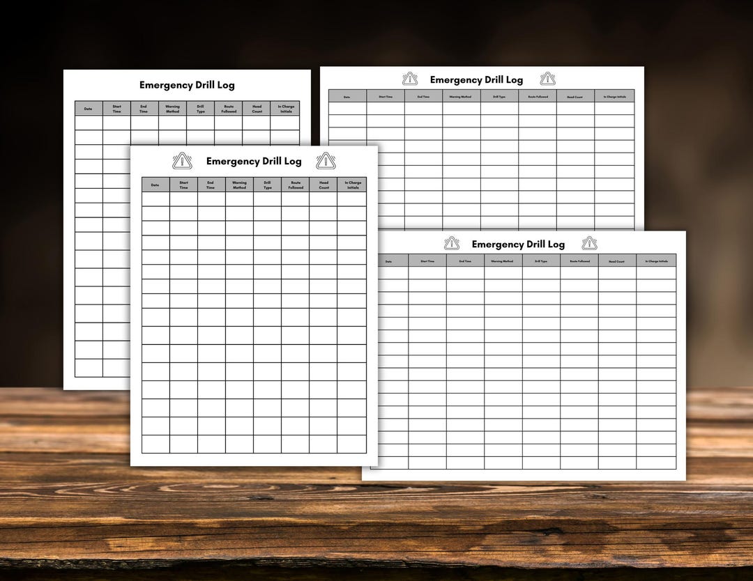 Emergency Drill Log: Fire, Evacuation, Lockdown - Printable Emergency ...