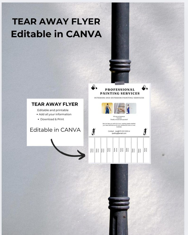 Editable Painting Services Flyer: Tear-off Ad Template (PDF) - Etsy