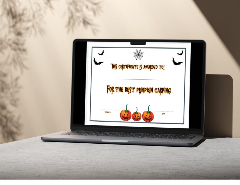 Pumpkin Carving Contest Award Certificate,halloween Trophy,printable ...