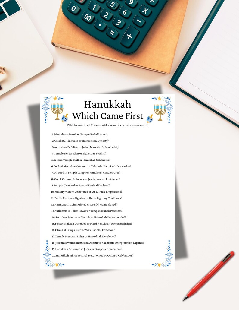 Hanukkah Traditions Which Came First Game, Hanukkah History Trivia Quiz ...