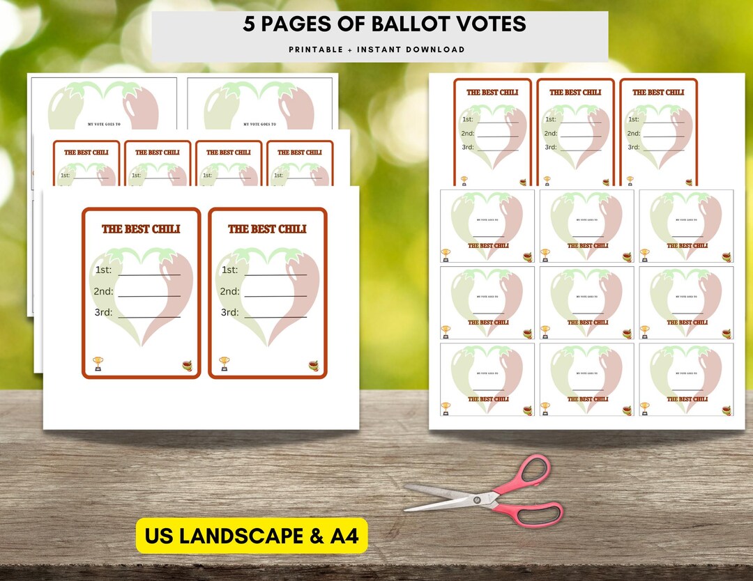 Chili Cook-off Ballot Bundle: Printable Voting Templates, Chili Contest ...