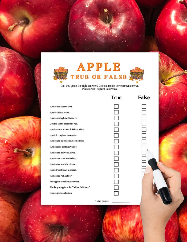 Ultimate Apple Trivia Quiz,apple True or False Trivia Game: Family ...