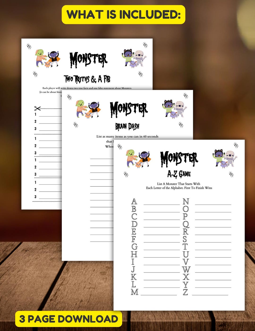 Monster Party Games: Printable Halloween Activities, Monster Themed ...