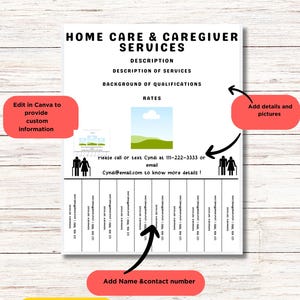 Printable Home Care Caregiver Advertisement Poster/tear Away Flyer for ...