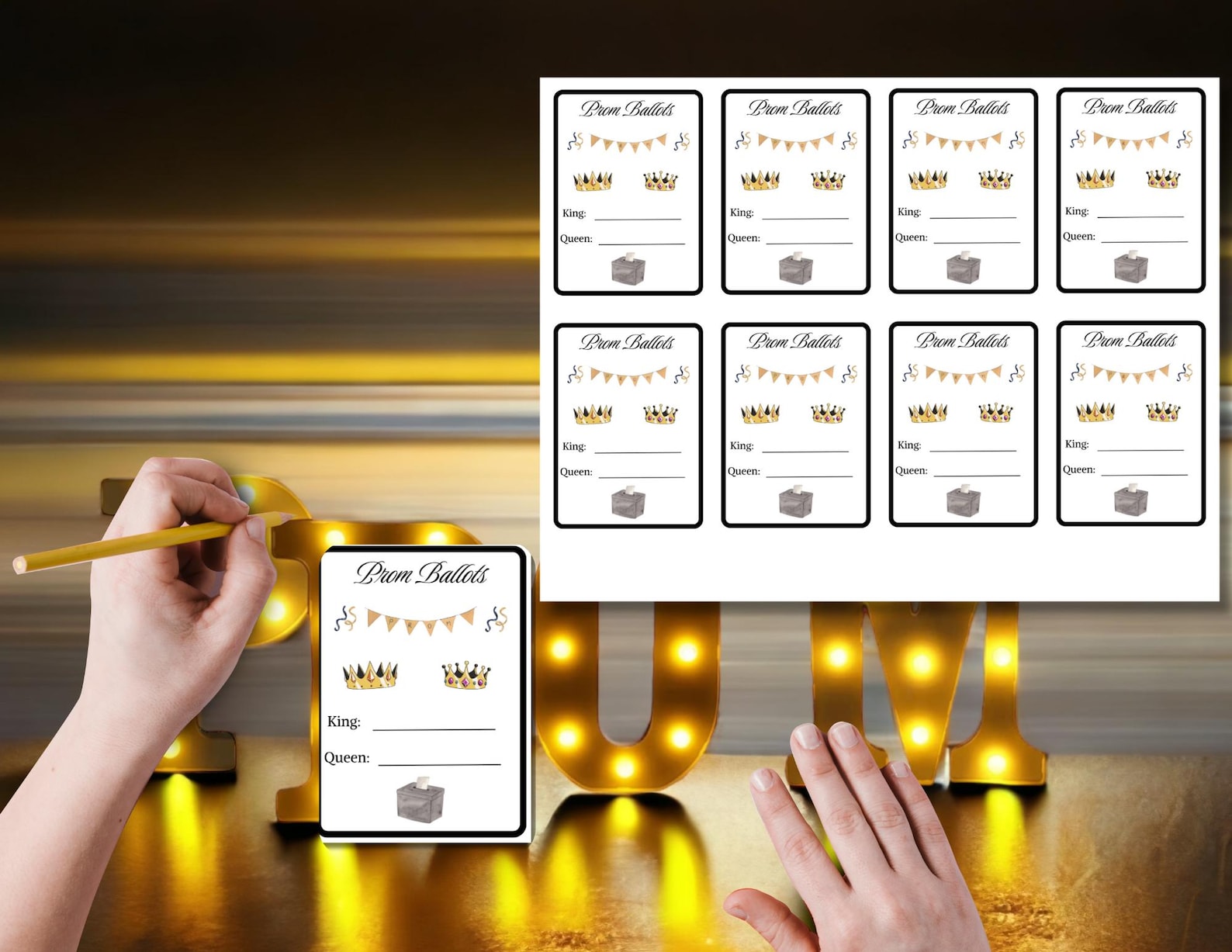King/queen of the Prom Ballots,voting Ballots, Voting Cards Printable ...