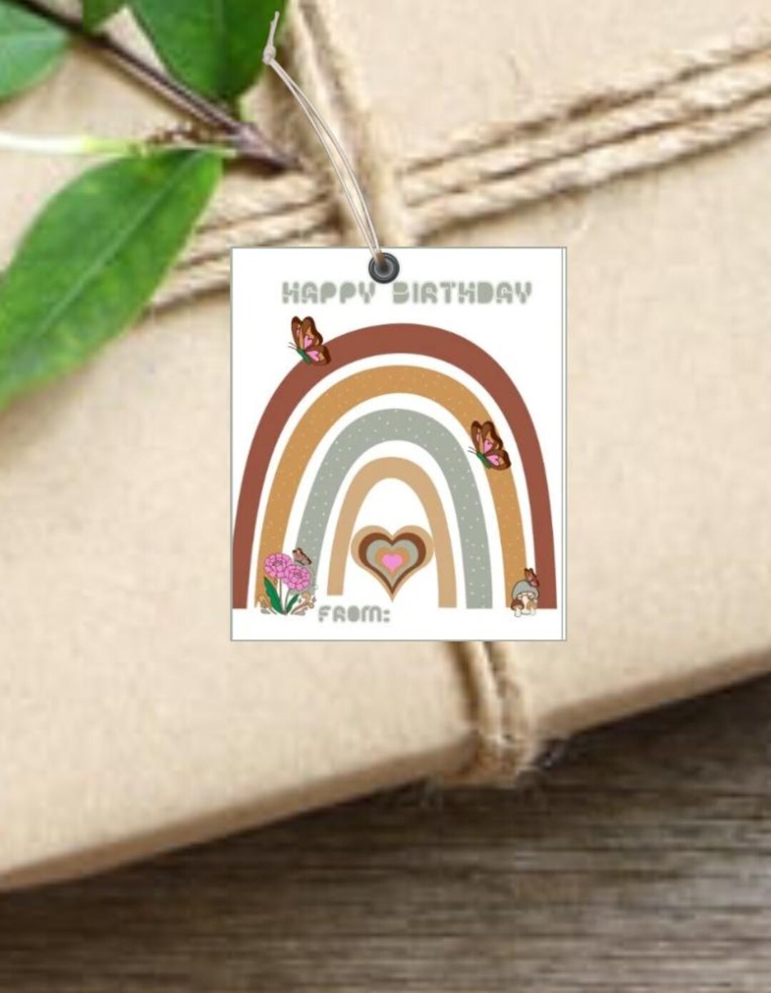 Retro Rainbow Happy Birthday Tag for Gifts and Goodies, Rainbow Gift ...