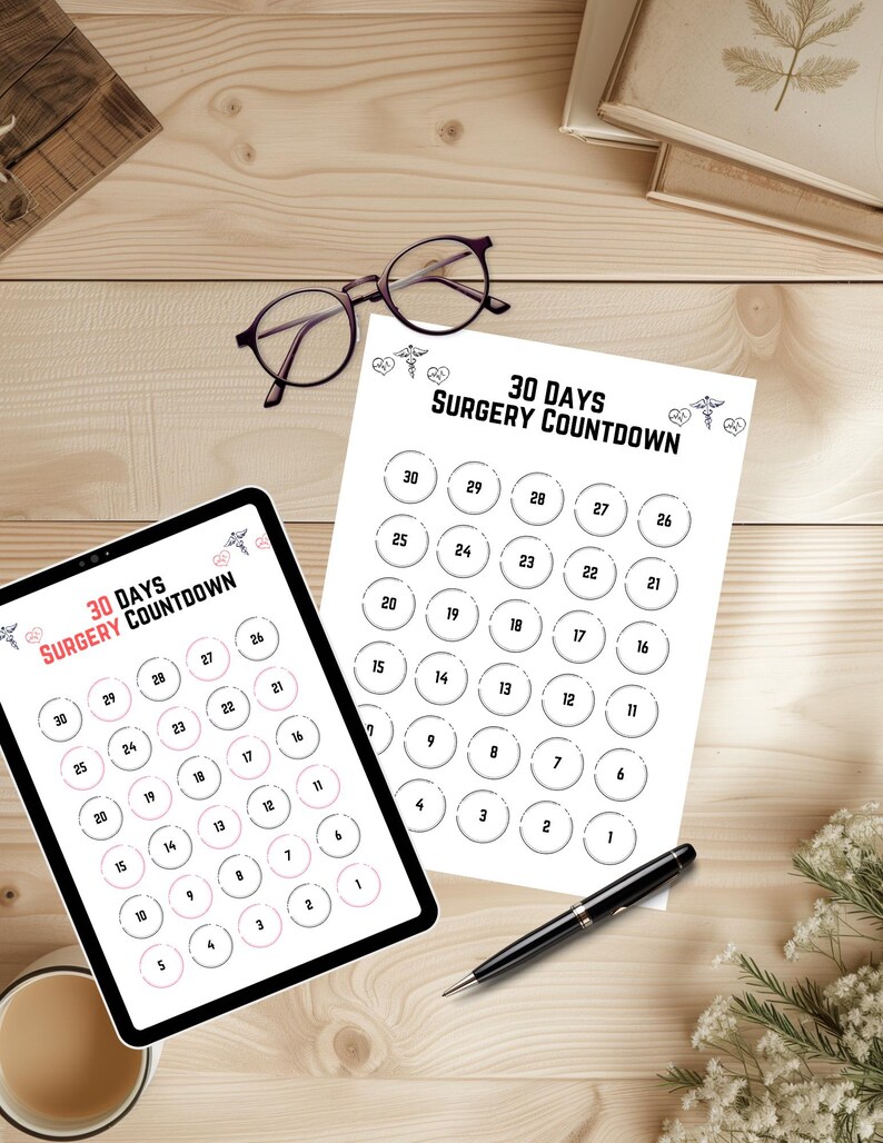 Surgery Countdown Calendar, Operation Countdown. Printable30 Day ...