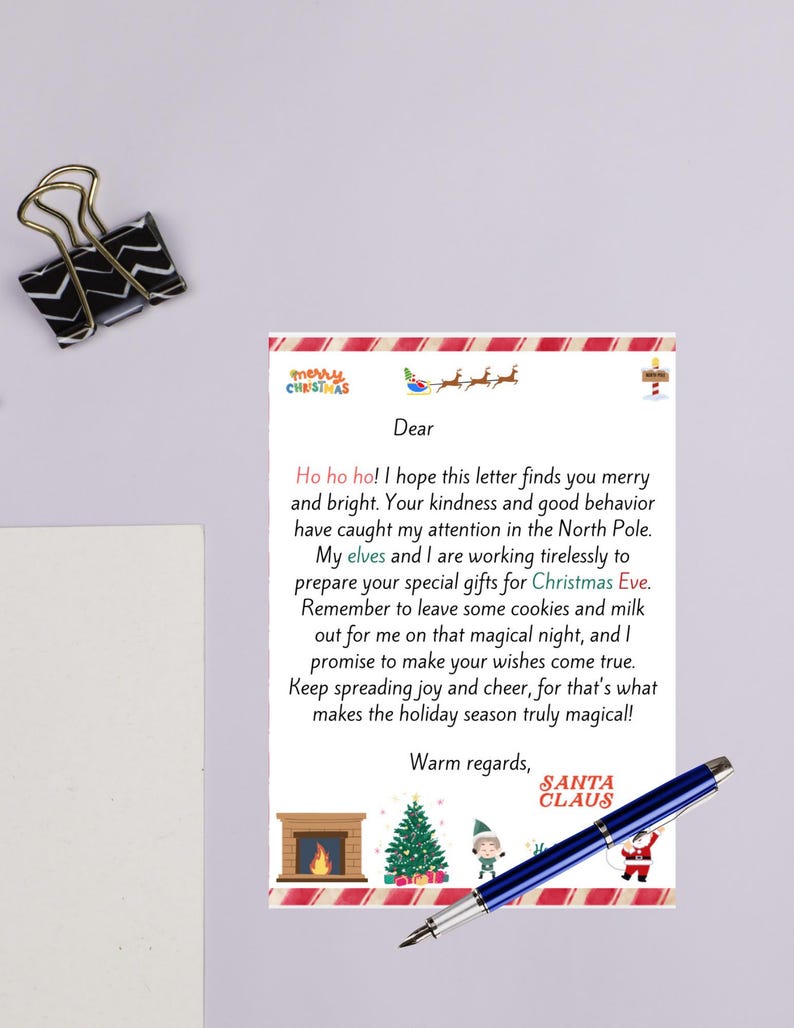 Letter From Santa, Editable Letter From Santa, Customize With Childs ...