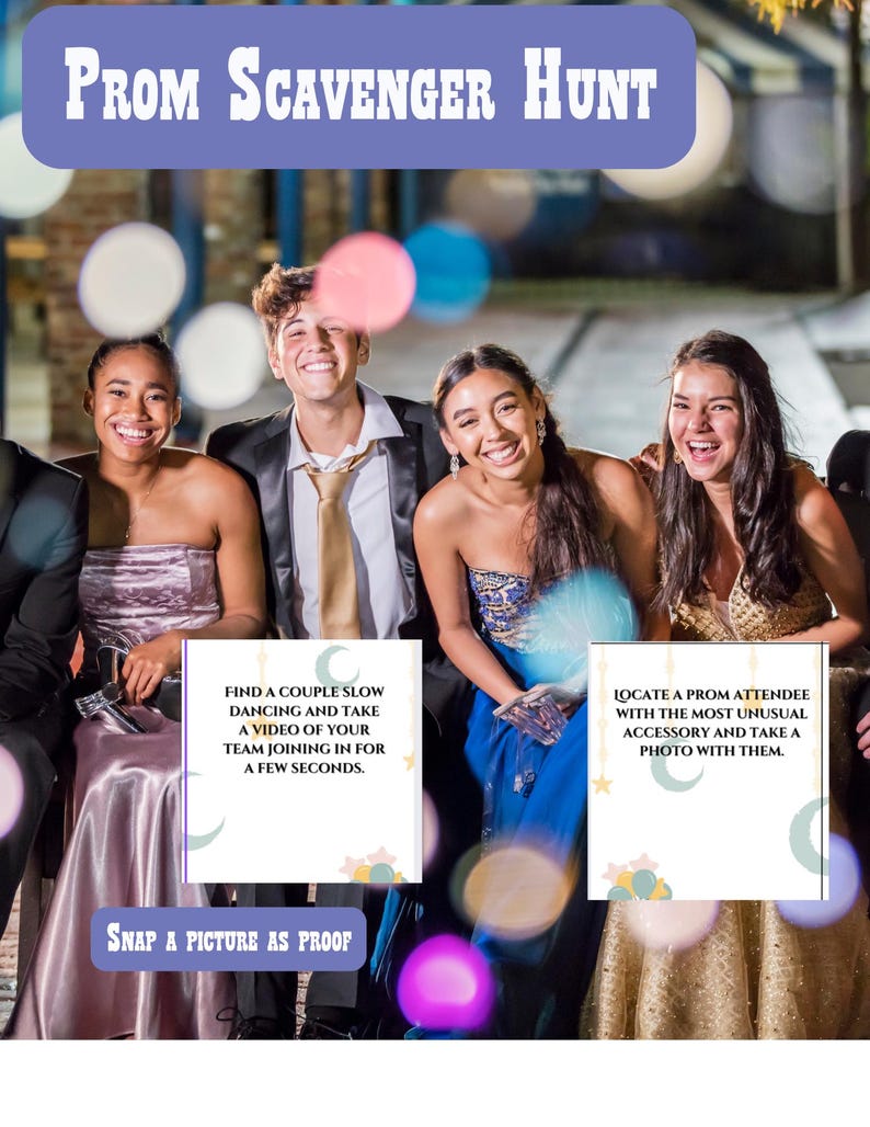 Printable Prom Themed Scavenger Hunt for Teens, High School Prom ...