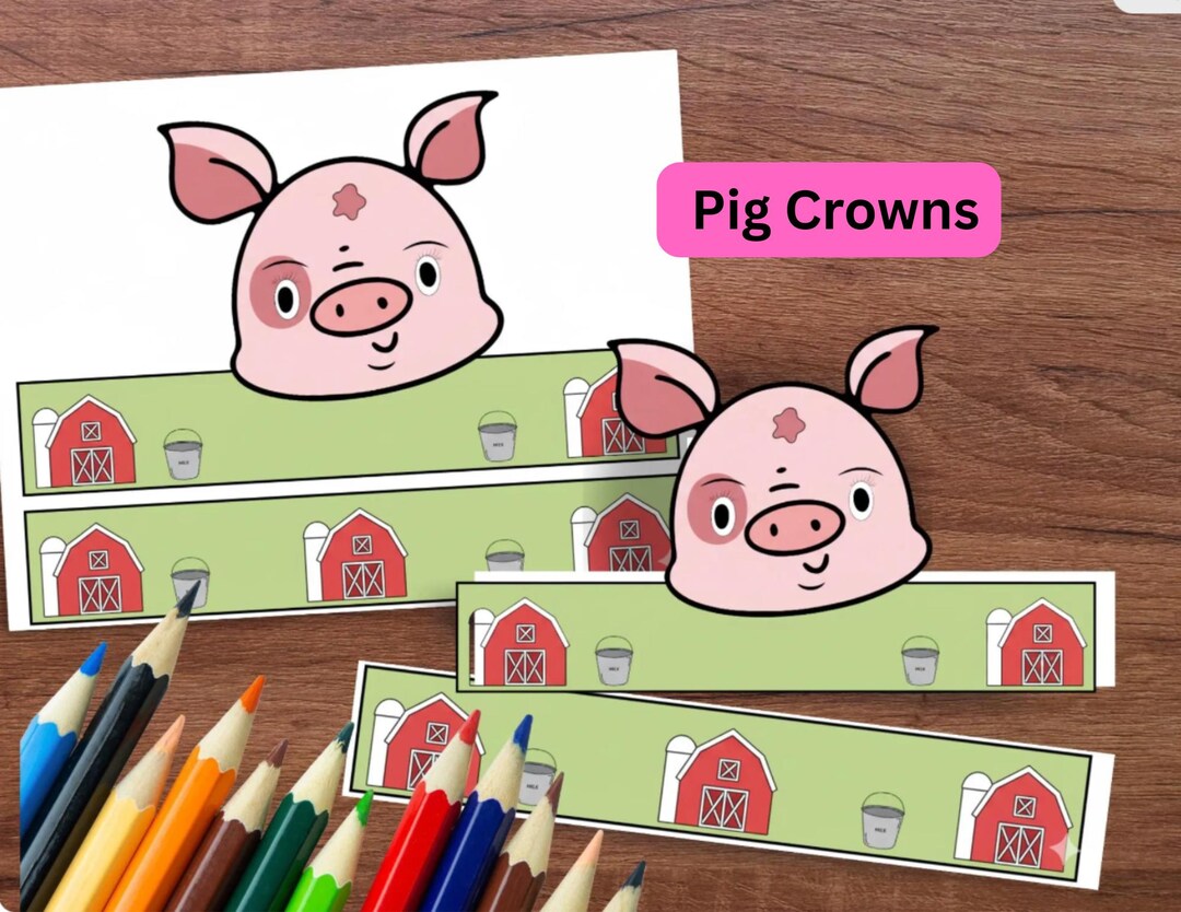 Printable Pig Crown,kids Coloring Craft, Farm Party Activity,pig Lovers ...