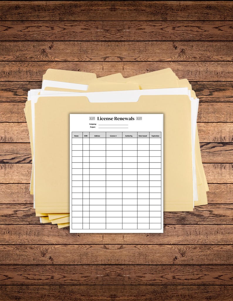 Printable Business License Renewal Tracker: Professional Compliance Log ...