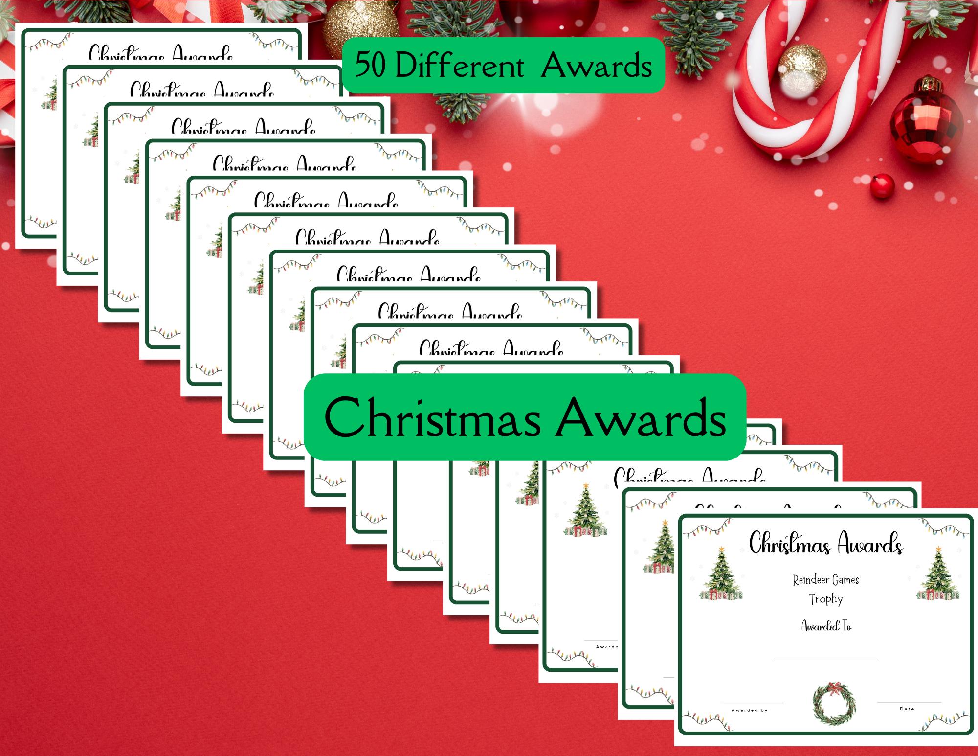 Printable Christmas Family Awards, Holiday Celebration Trophy, Festive ...