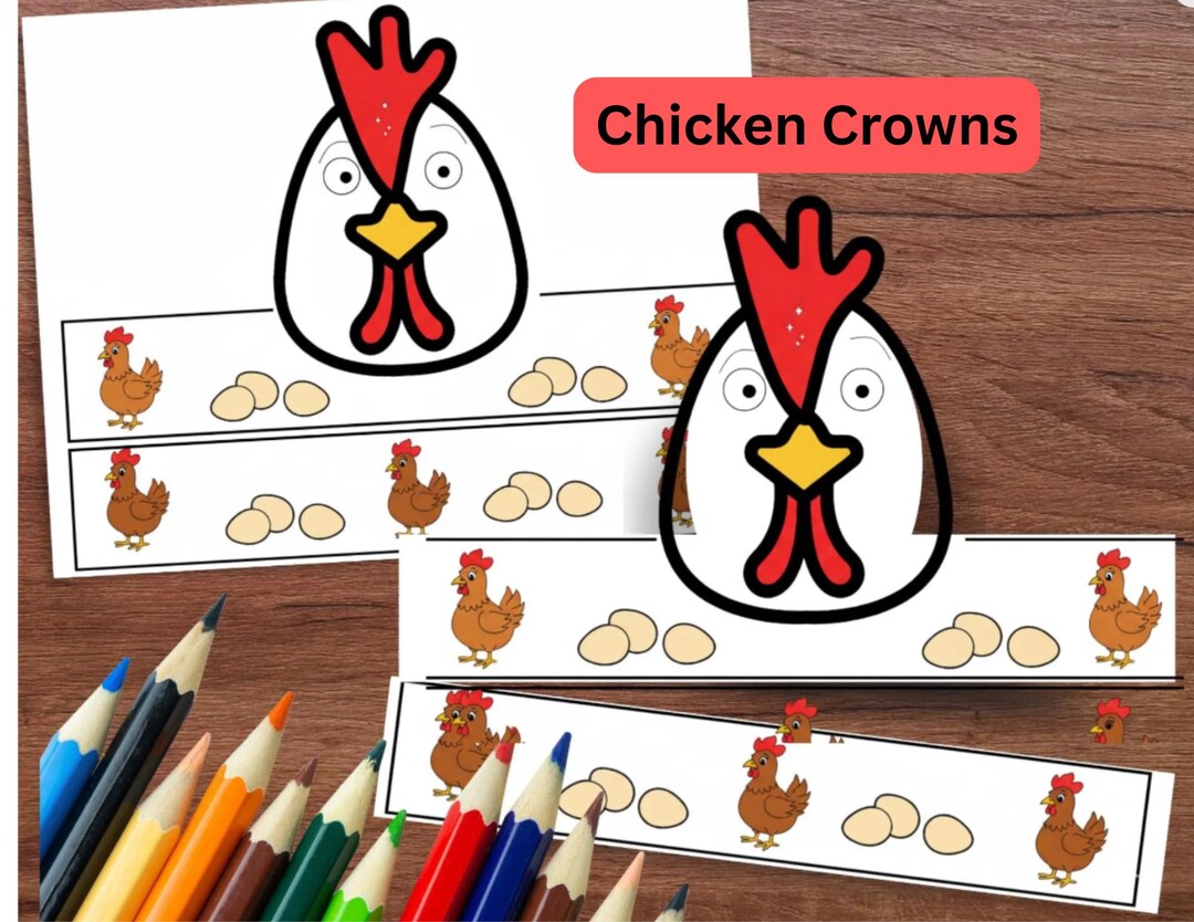 Chicken Crown, Chicken Paper Hat Crown,farm Coloring Craft,chicken ...