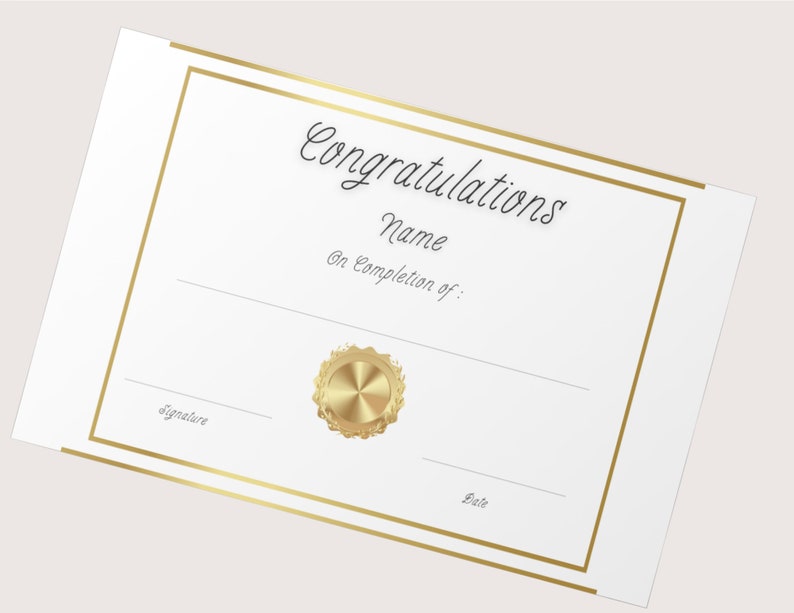 Printable Congratulations Certificate Template,personalized Gold Star ...