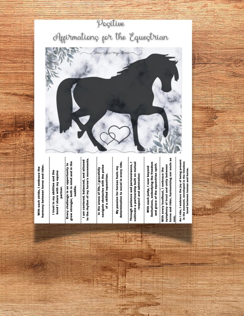 Printable Positive Mindset for Equestrians, Positive Affirmations ...