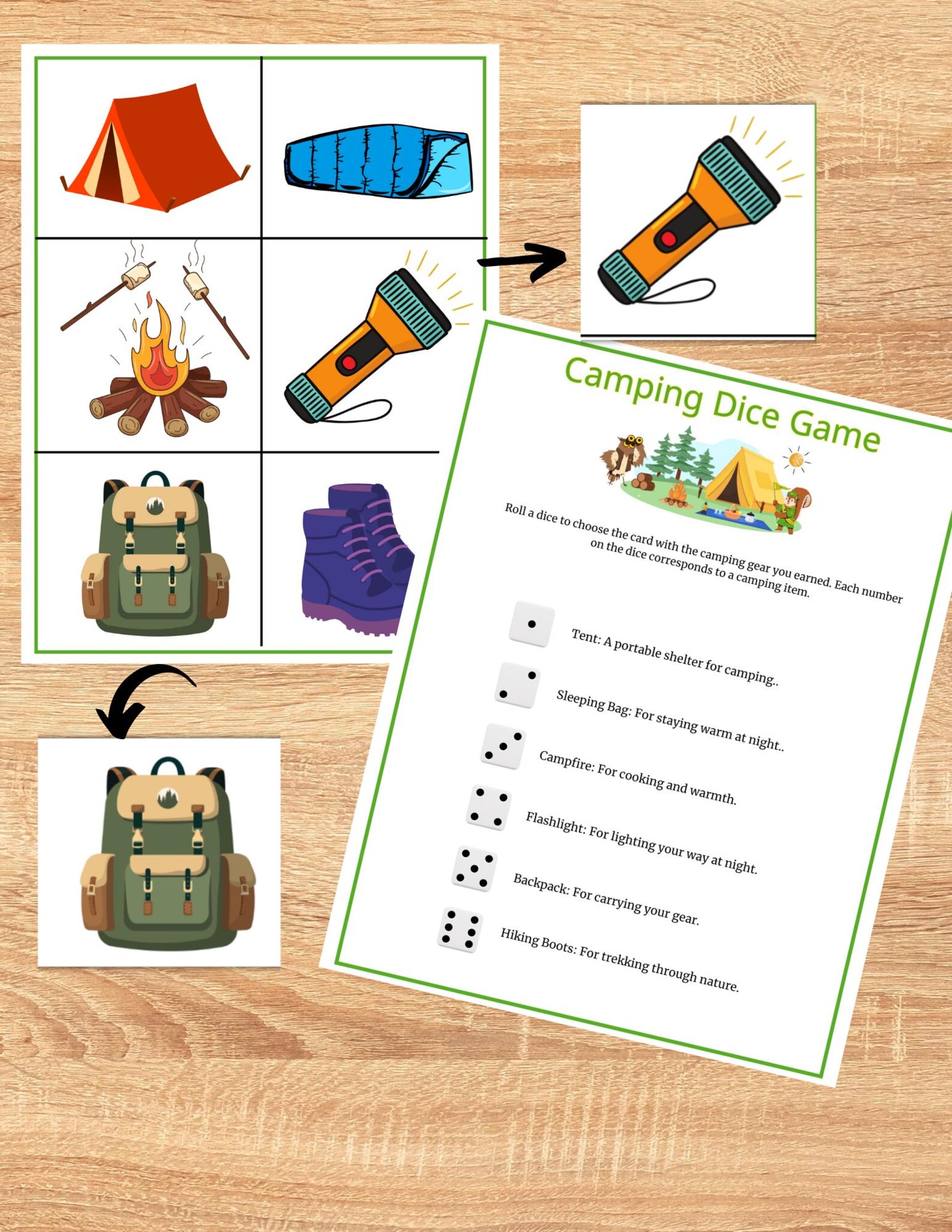 Camping Dice Game, Printable Family Summer Camp Activity,perfect for ...