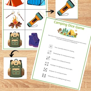 Camping Dice Game, Camping Gear Dice Game, Camping Themed Game ...
