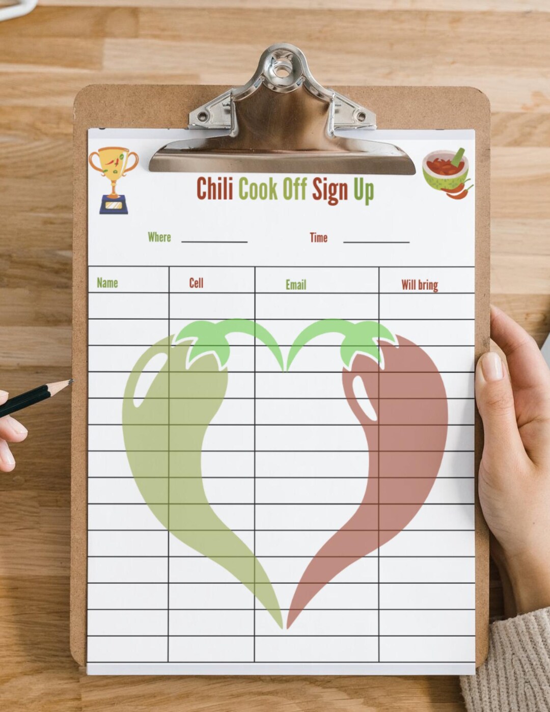 Chili Cook off Sign up Sheet, Chili Cook off Participants List, Chili ...